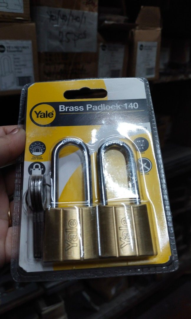 Yale padlock heavy duty brass padlock long shackle keyed alike padlock ...