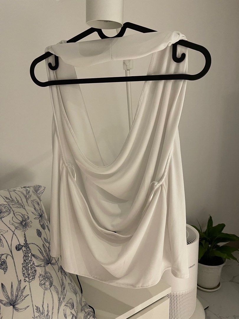 ZARA Drape Backless Top, Women's Fashion, Tops, Sleeveless on Carousell