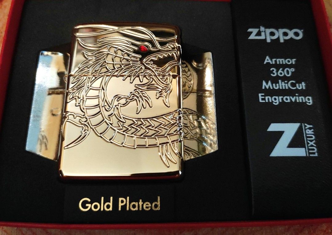 Zippo Asian/Chinese Dragon Lighter - Armor Gold Plated, Everything Else on Carousell