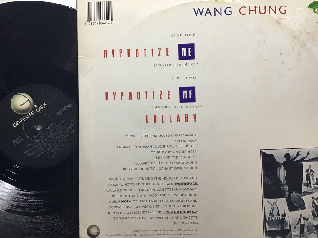 12 INCH Wang Chung - Hypnotize OOP 12” VINYL RECORD Anubis Piring Hitam ...