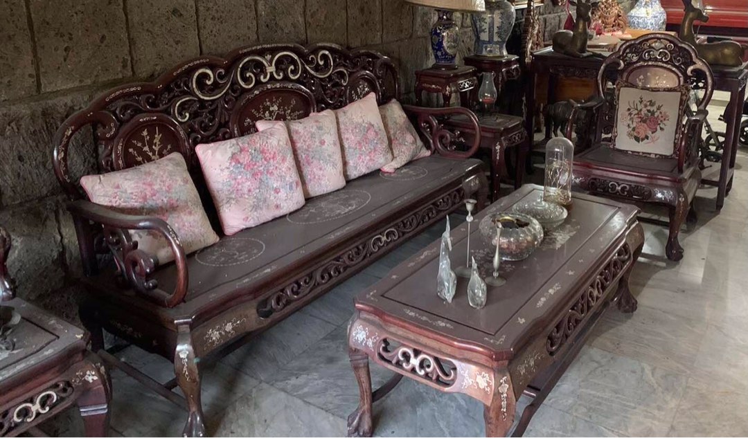 14-Pc Set of Vintage Authentic Rosewood Living Room Sala Set, Furniture ...