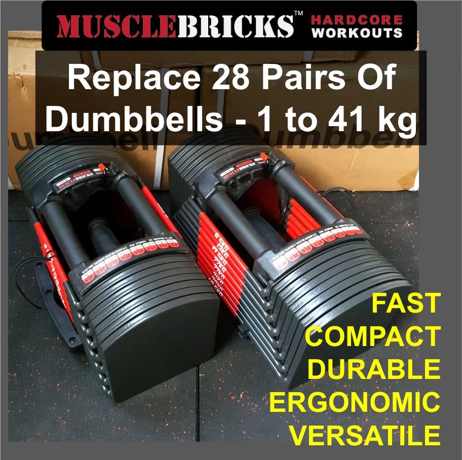 41kg Adjustable Dumbbells - Compact, Fast, Durable, Ergonomic ...