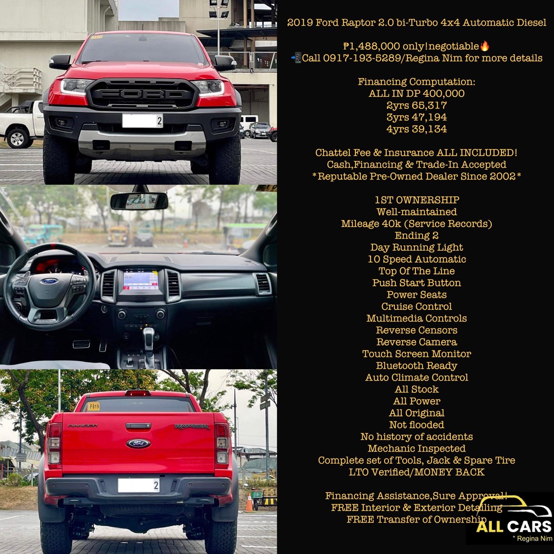 2019 Ford Raptor 2.0 bi-turbo 4x4 Auto, Cars for Sale, Used Cars on ...