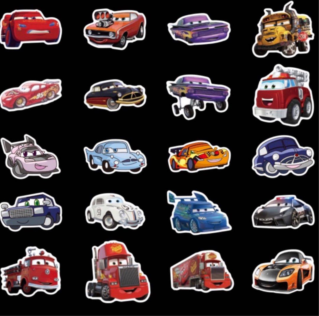 53pcs Cute Cartoon Cars Movie Stickers, Hobbies & Toys, Stationery ...