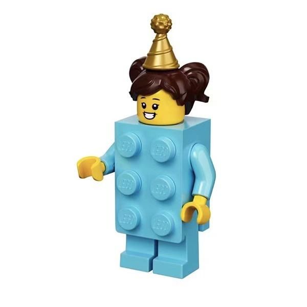 全新 Lego Minifigures Brick Suit Girl 淺藍色磚女 共1件 (包含兩面相連生日帽), 興趣及遊戲, 玩具 ...