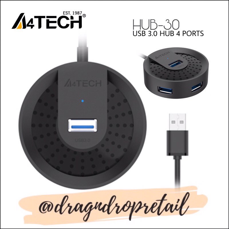 A4TECH HUB-30 USB 3.0 to 4 Ports HUB 4-in-1 USB HUB - Black, Computers & Tech, Parts ...