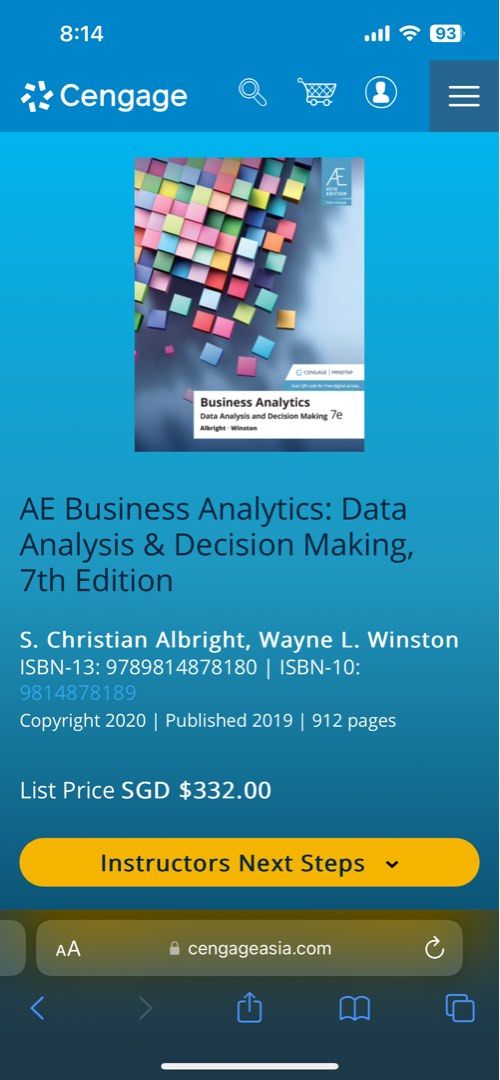 AE Business Analytics: Data Analysis & Decision Making, 7th Edition ...
