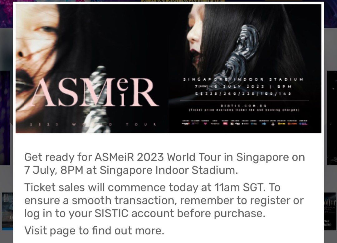 Ah Mei ASMeiR Singapore : 6 ticket together, Tickets & Vouchers, Event ...