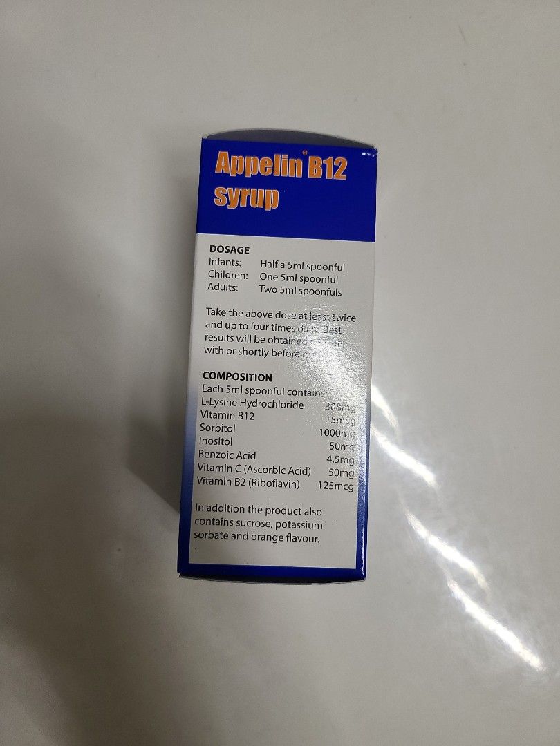 Appelin B12 Syrup 150ml, Health & Nutrition, Health Supplements ...