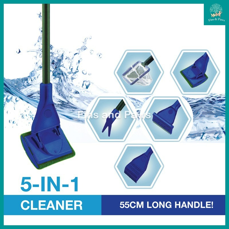 Aquarium 5-in-1 Cleaning Kit - Algae Scraper Fish Net Glass Cleaner ...