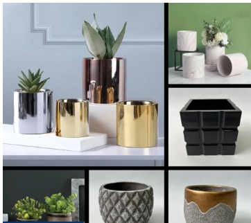 ase gold colored ceramic flower plant Avase217 (JL1919), Furniture ...