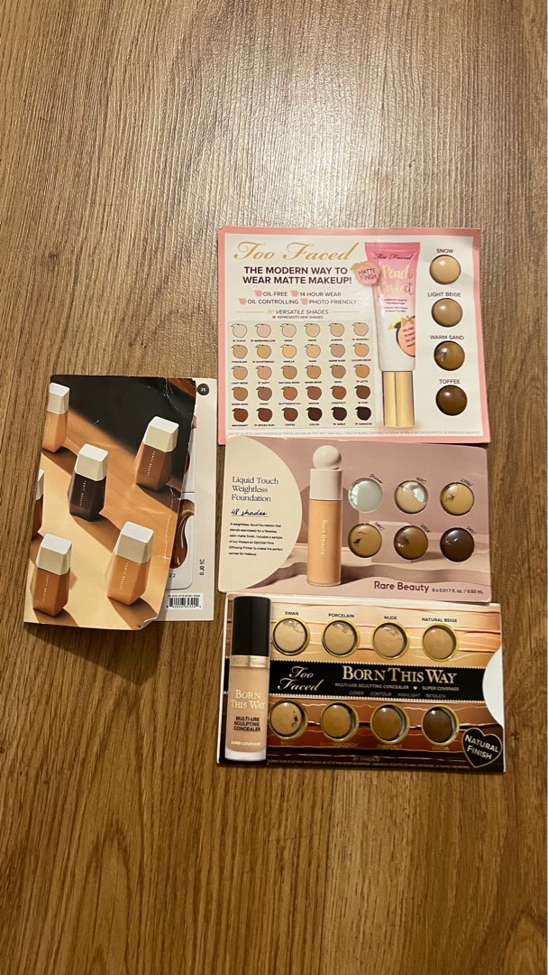 Assorted foundation sample size (too faced, fenty, rare beauty) on ...