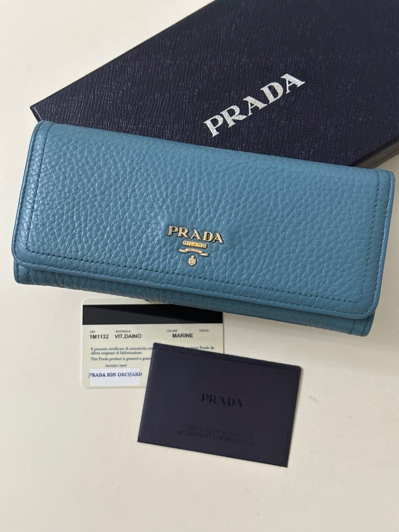 Authentic Prada Long Wallet in Soft grained calf leather, Luxury, Bags ...