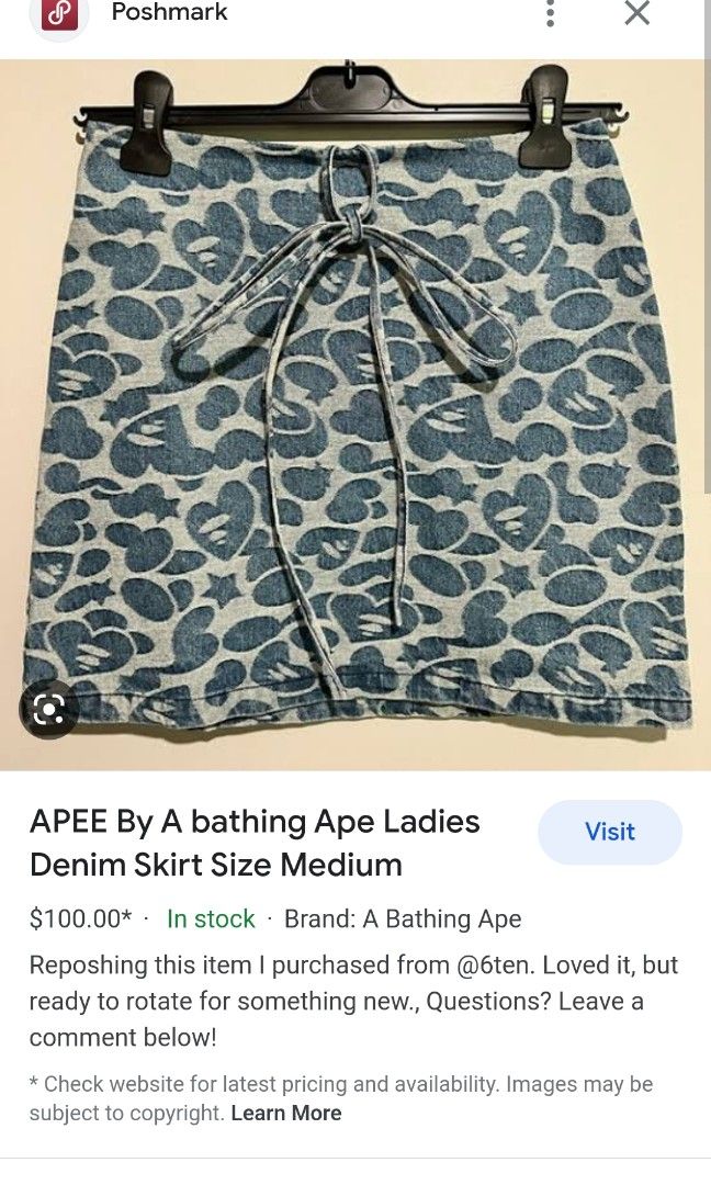Bape Denim Skirt on Carousell