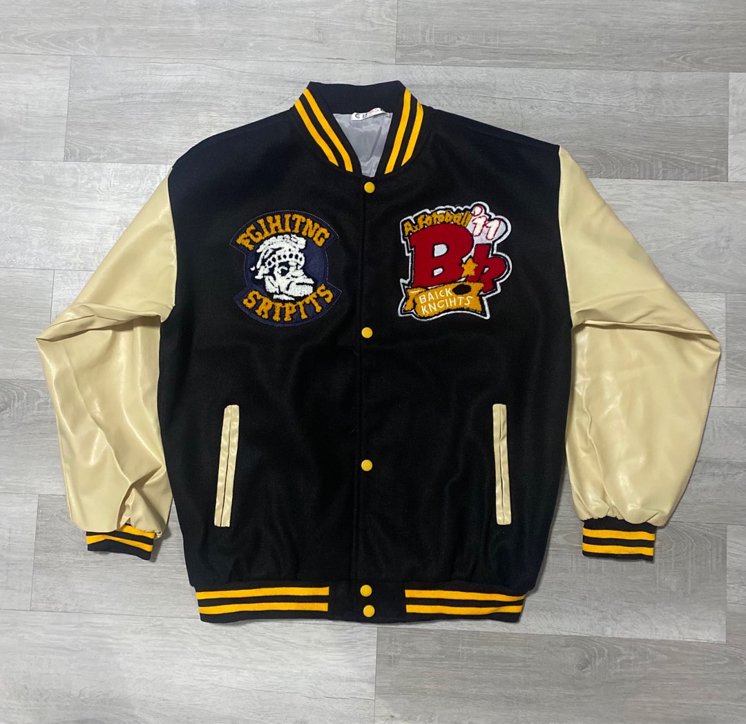 Black Varsity Letterman Jacket on Carousell