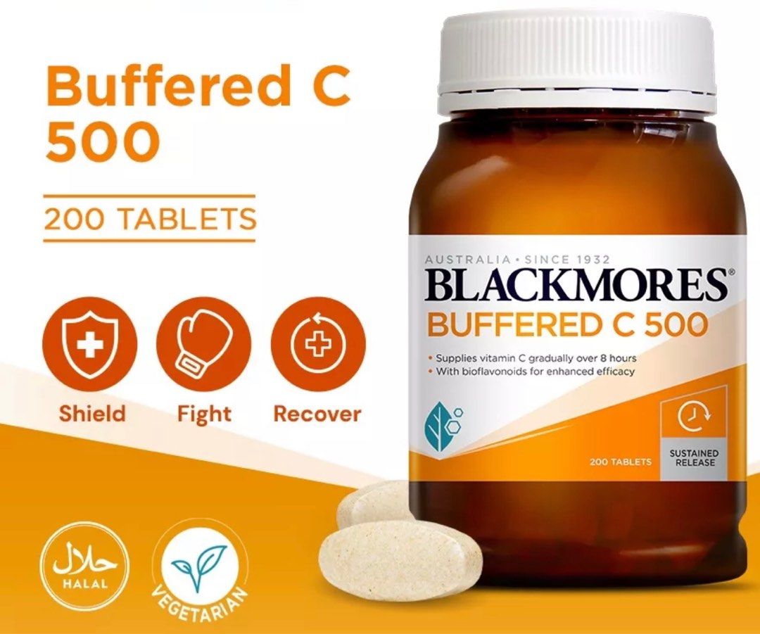 Blackmores Buffered C 500mg (200 tablets), Health & Nutrition, Health ...