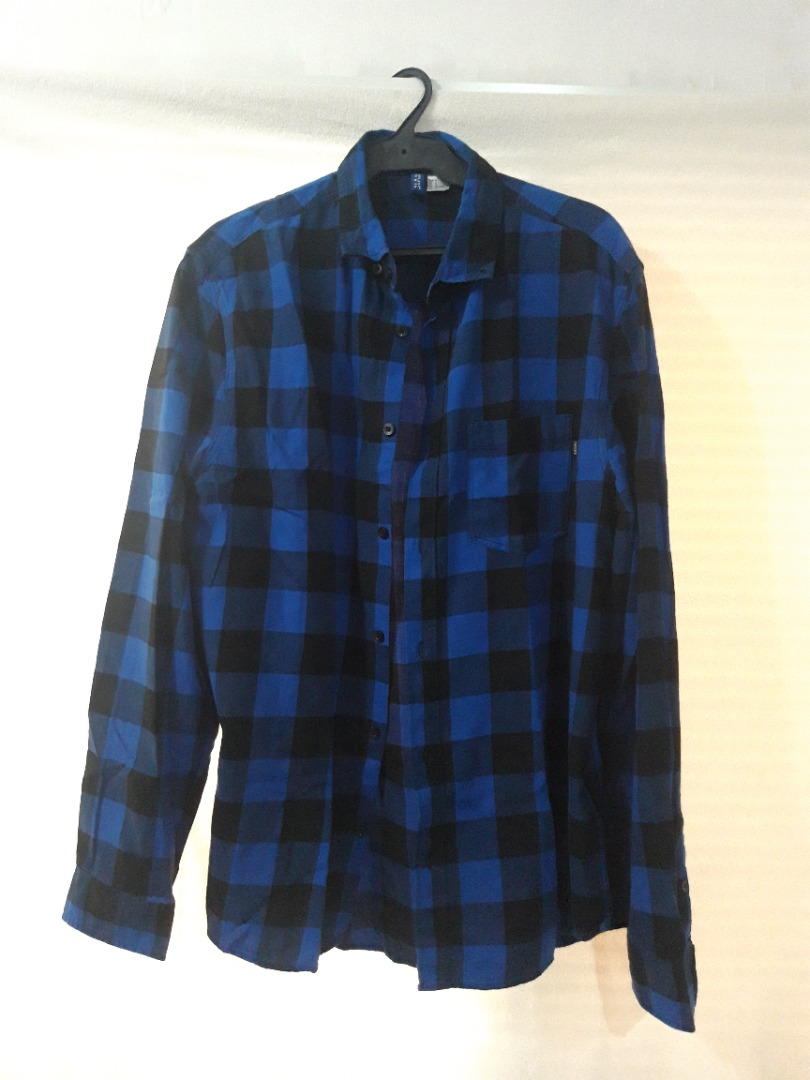 Blue Checkerboard Flannel, Men's Fashion, Coats, Jackets and Outerwear ...