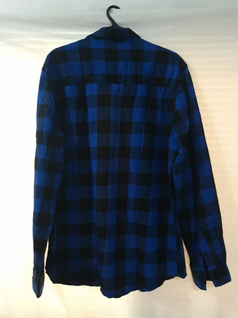 Blue Checkerboard Flannel, Men's Fashion, Coats, Jackets and Outerwear ...