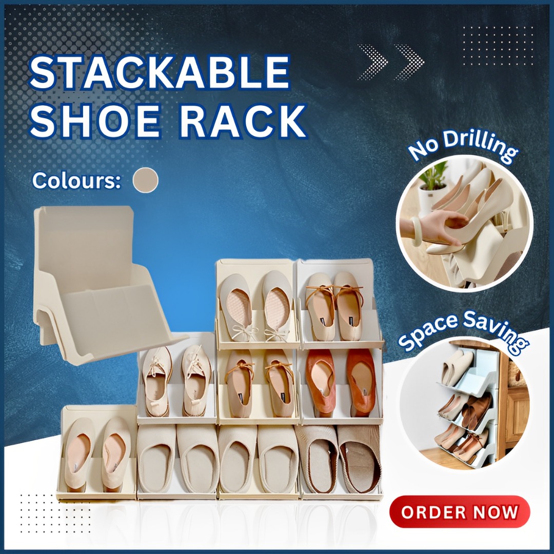 (BN) Stackable Space Saving Shoe Storage Rack, Furniture & Home Living ...