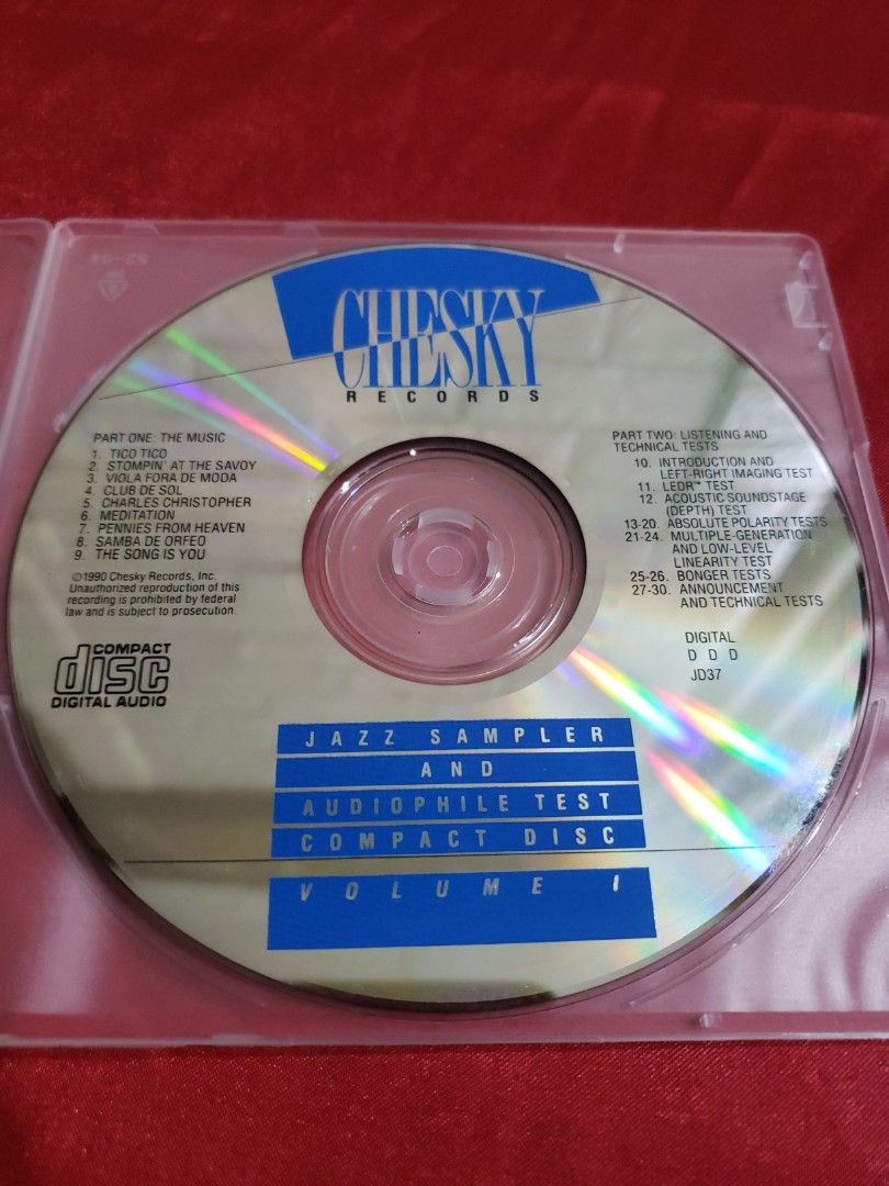 CD JAZZ AUDIOPHILE / 1990 CHESKY - JAZZ SAMPLER & AUDIOPHILE TEST CD ...