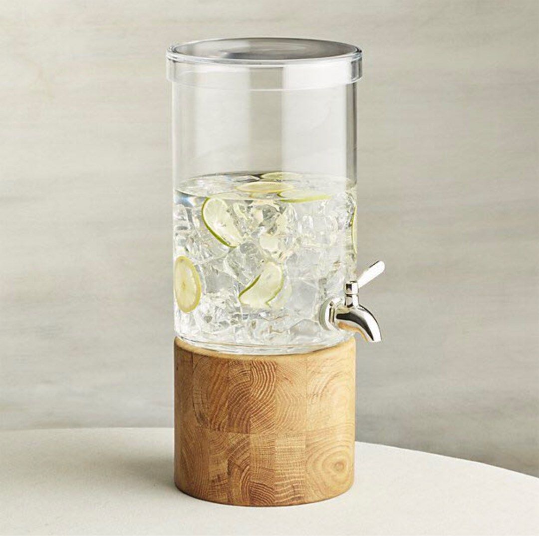 Crate&Barrel water dispenser with mango wood stand, Furniture & Home ...