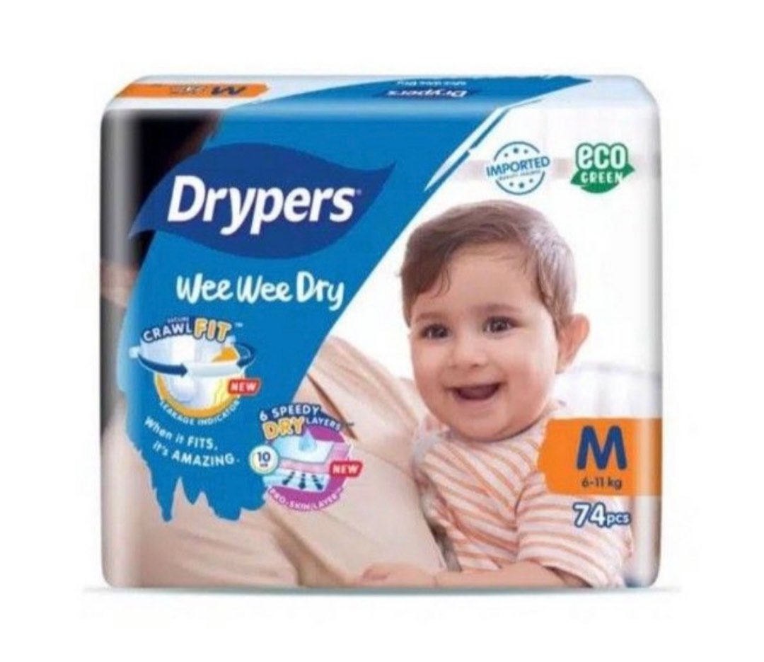 Drypers Wee Wee Dry size M, Babies & Kids, Bathing & Changing, Diapers ...