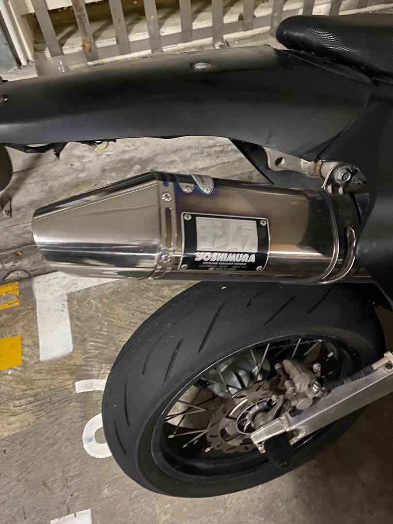 DRZ Yoshimura titanium blue exhaust pipe, Motorcycles, Motorcycle ...