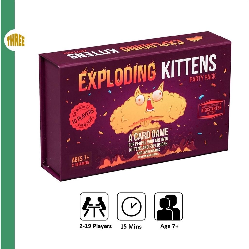 Exploding Kittens Party Pack Card Game Party Game Family Game, Hobbies ...