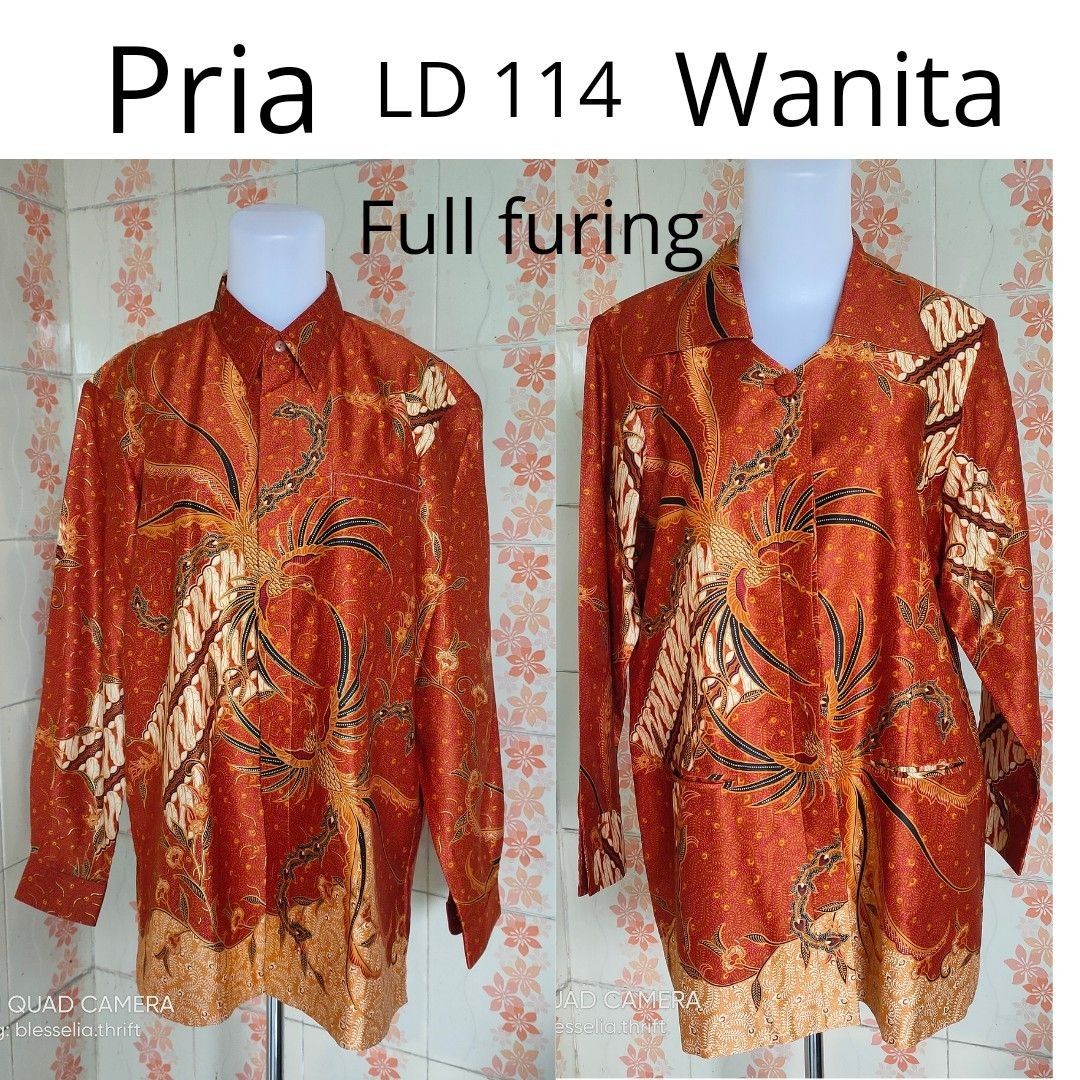 Freeong batik sutra Couple Sarimbit Batik Sutera Kemeja Batik kris ...