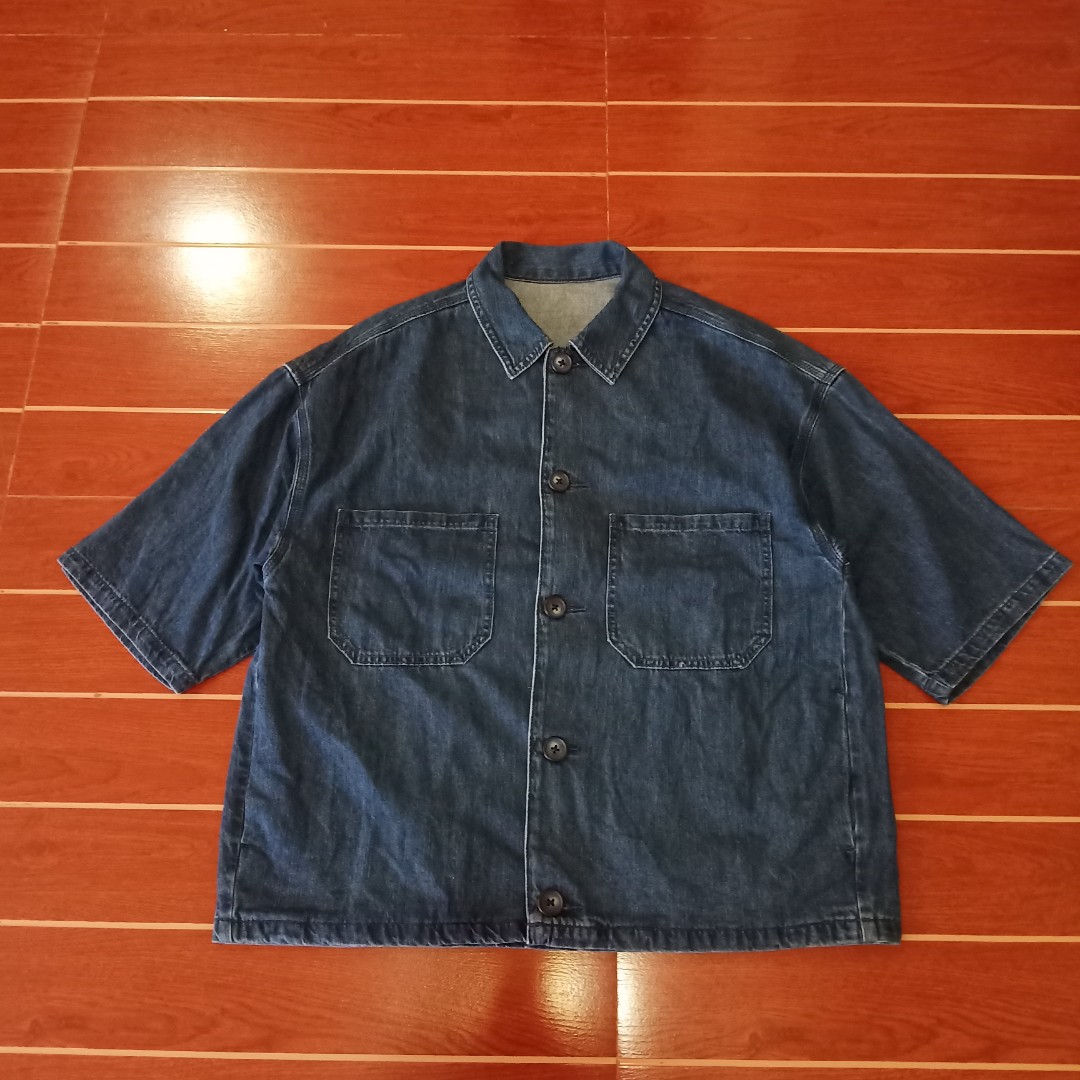 GU - Denim Chef Shirt, Men's Fashion, Coats, Jackets and Outerwear on ...