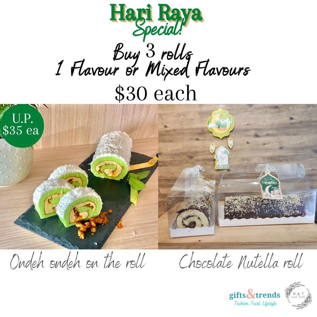 Hari Raya Eid Special Ondeh ondeh roll Chocolate Nutella roll, Food ...