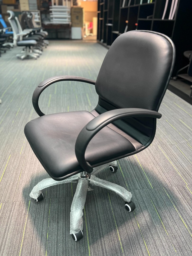 Height adjustable PVC chair with fixed armrest, come with chrome base ...