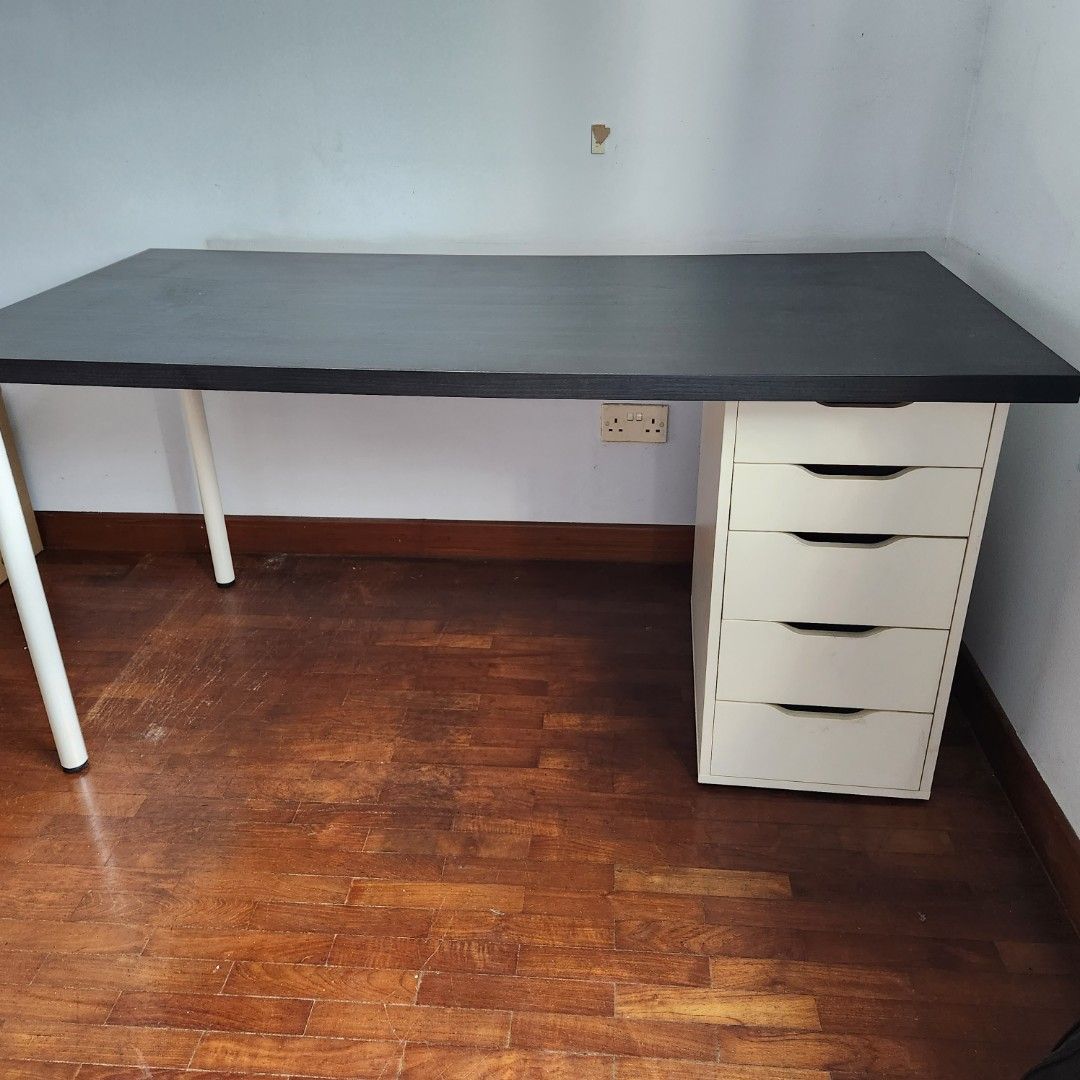 IKEA Study Table with side drawers, Furniture & Home Living, Furniture ...
