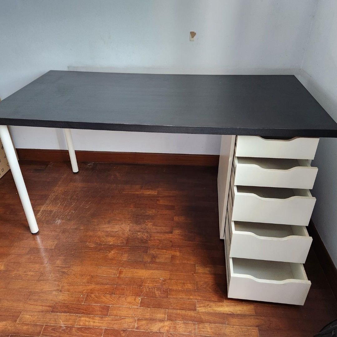 IKEA Study Table with side drawers, Furniture & Home Living, Furniture ...