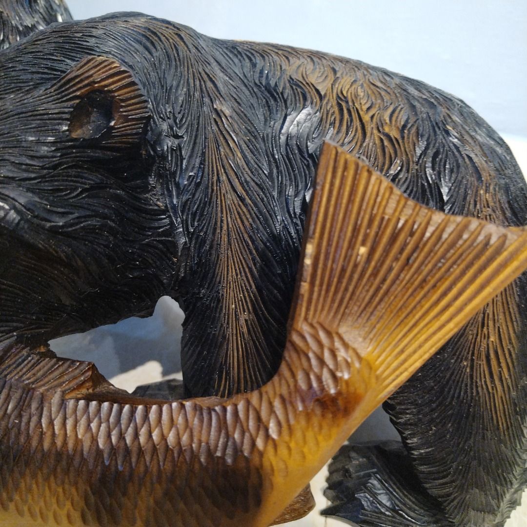 Kibori kuma wooden bear with a fish @ 495 each, Hobbies & Toys ...