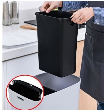 Kitchen Double Layer Large Trashcan Dustbin 71cm Wet Dry Sorting Wheels ...
