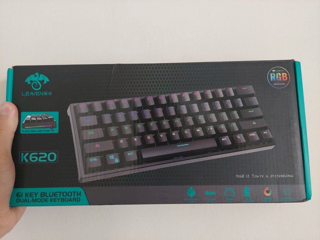 Leaven K620 wired 61 key mechanical keyboard hotswappable switch type c ...