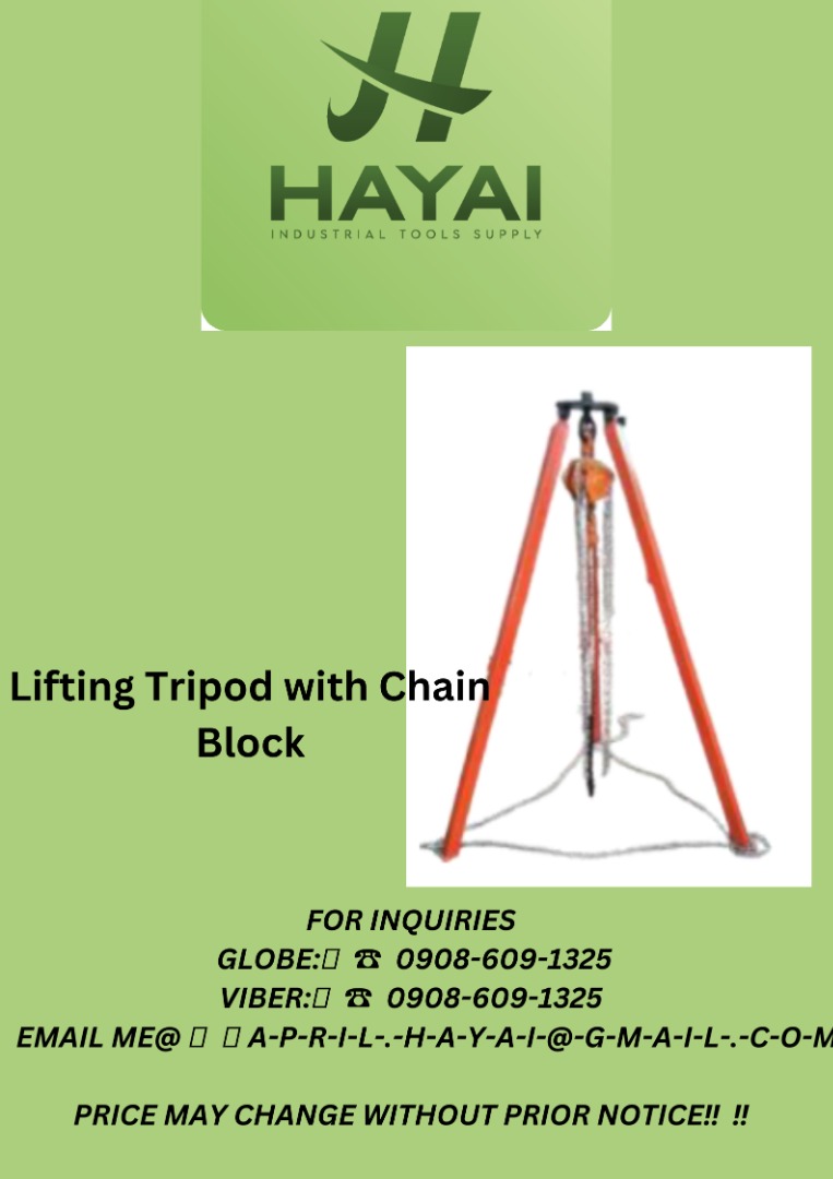 Lifting Tripod with Chain Block, Commercial & Industrial, Construction ...