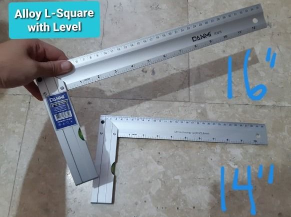 L-Square Ruler with Level Bar Alloy 14" 16" Heavy Duty Skwala / Tri ...