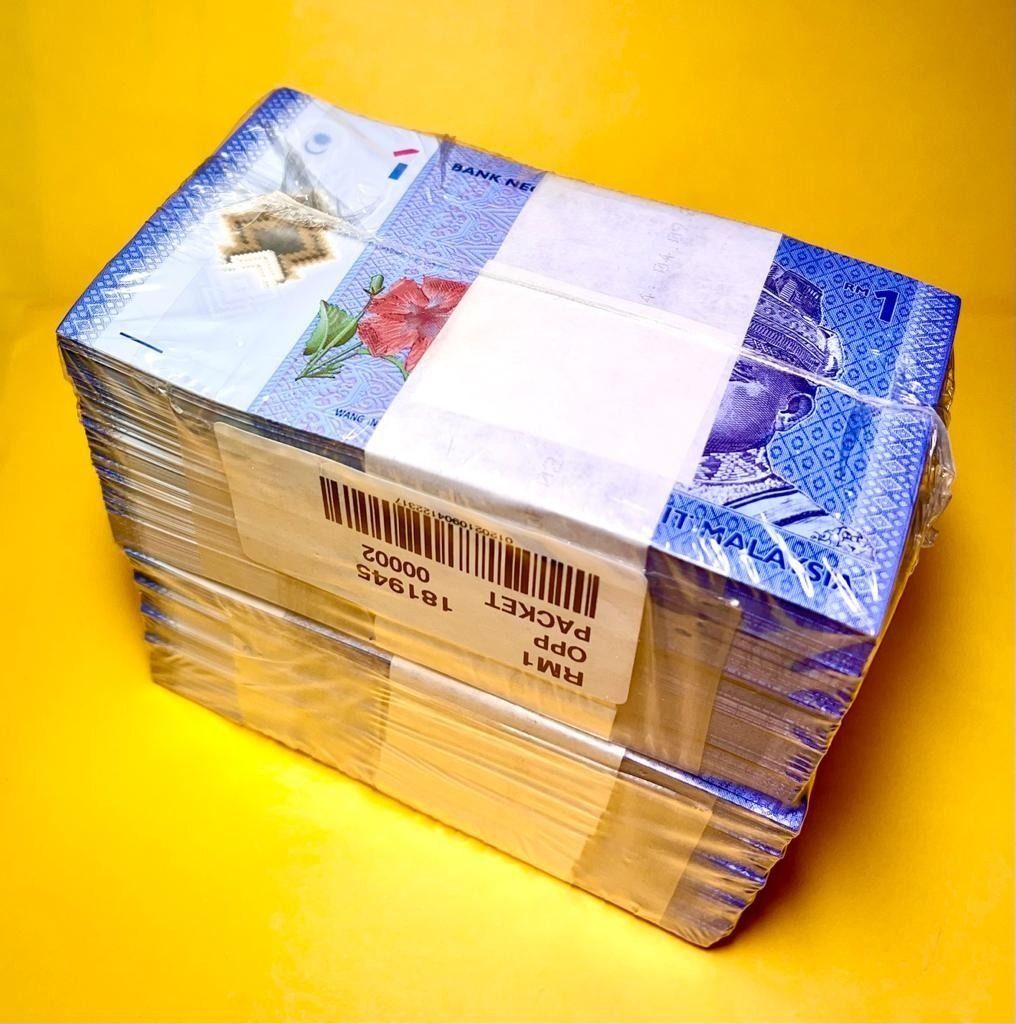 MALAYSIA $1 Ringgit Dollar Brick Bundle Polymer Money Stack 1000x (UNC ...