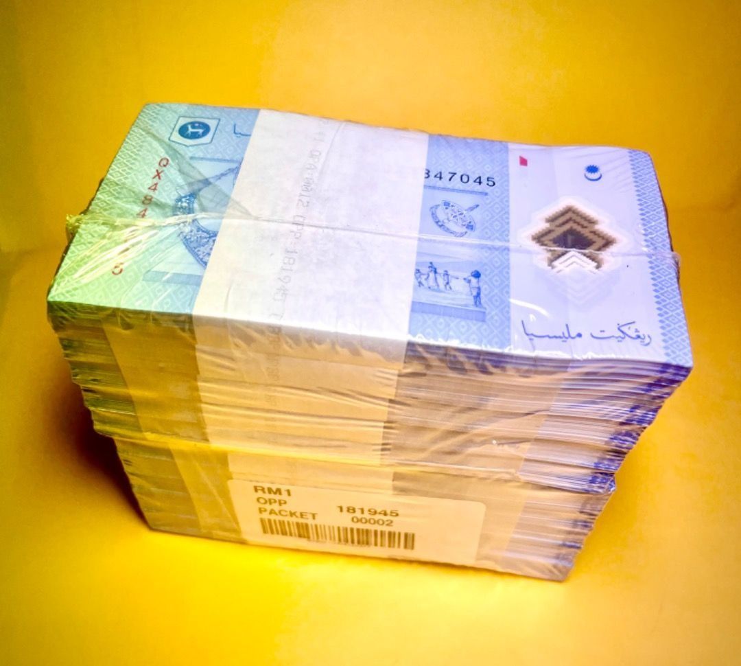 MALAYSIA $1 Ringgit Dollar Brick Bundle Polymer Money Stack 1000x (UNC ...