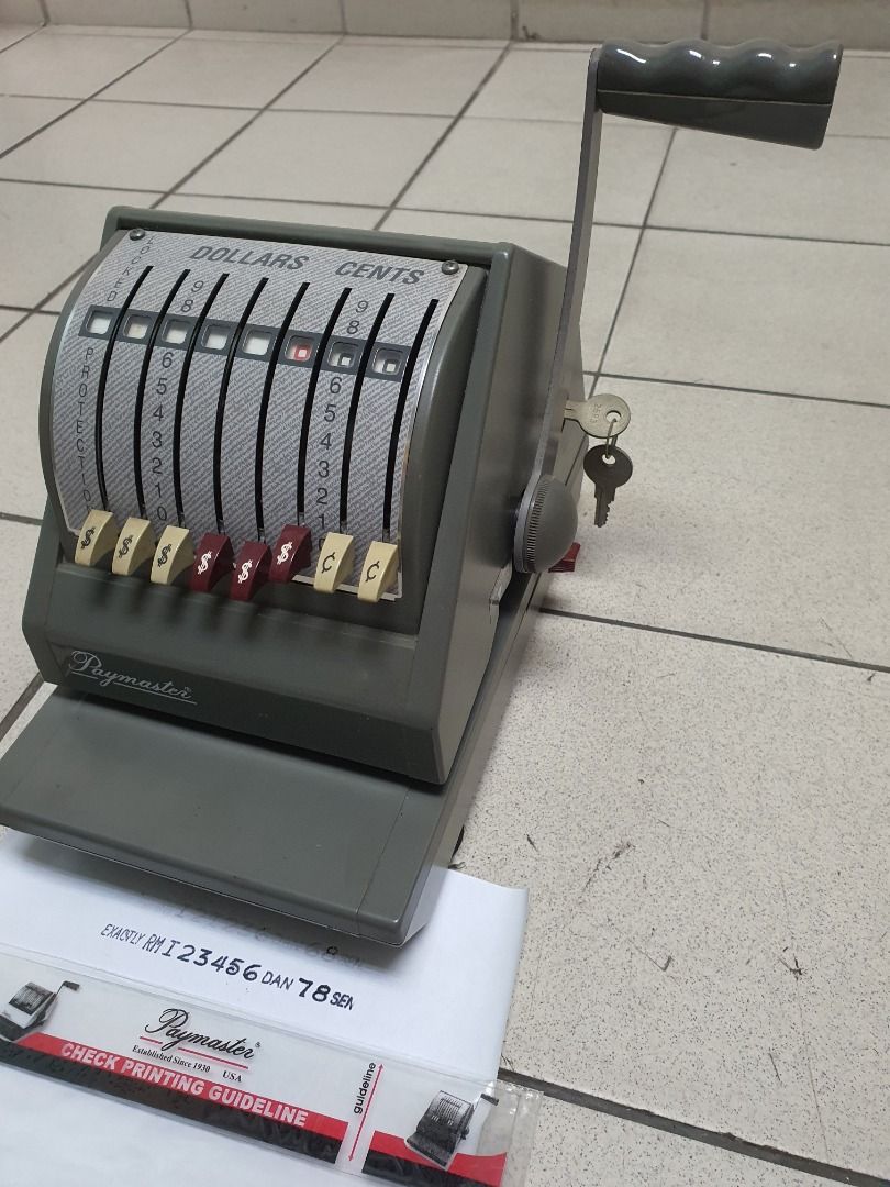 Manual cheque writer checkwriter paymaster 9000 series 9000-9 ...