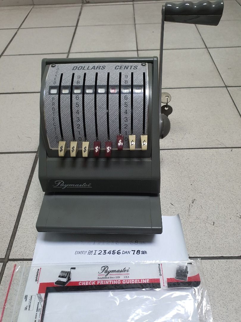 Manual cheque writer checkwriter paymaster 9000 series 9000-9 ...