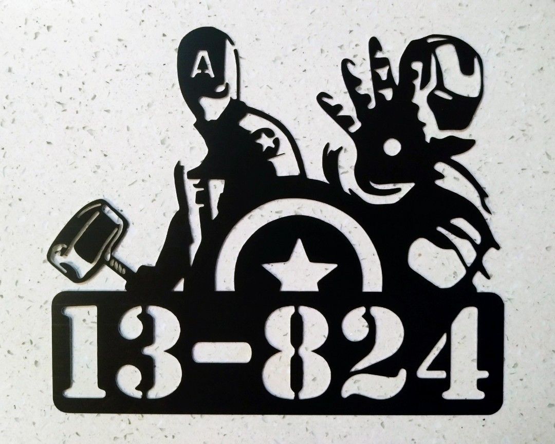 Marvel Avengers Signage / Stainless Steel / Acrylic / Unit Number/ Door ...
