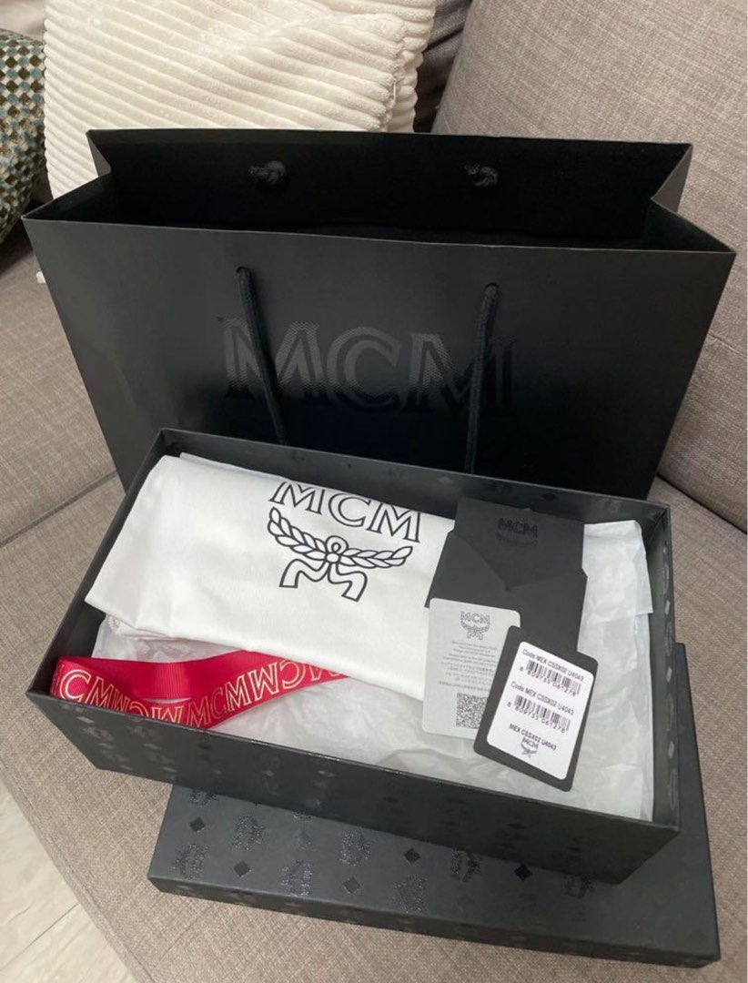 Mcm shoe box with dustbag, cards, ribbon and paper bag on Carousell