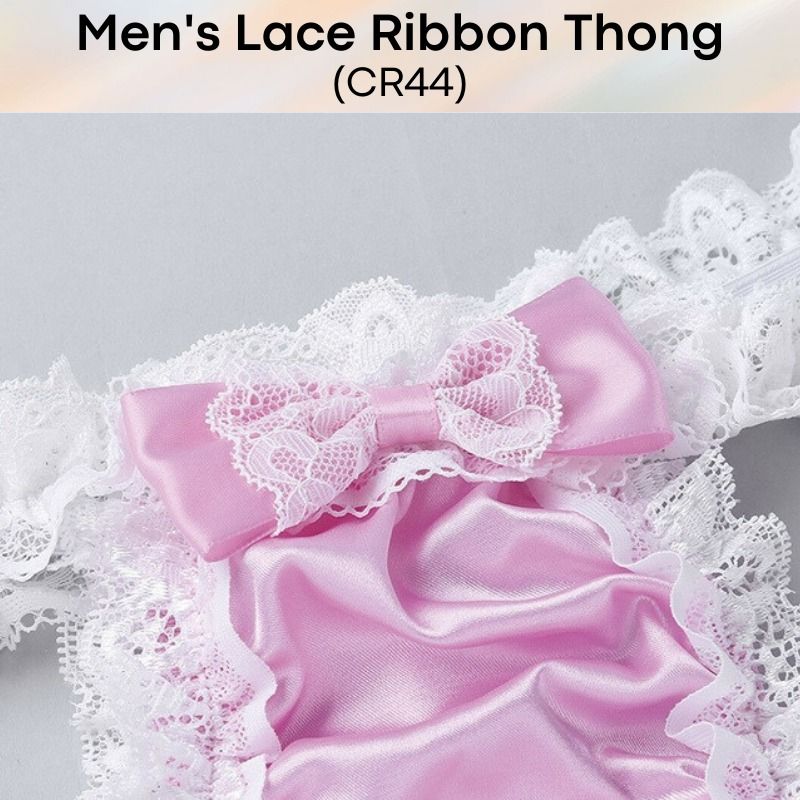 Men's Thong : Lace and Ribbon Underwear (CR44), Men's Fashion, Bottoms ...