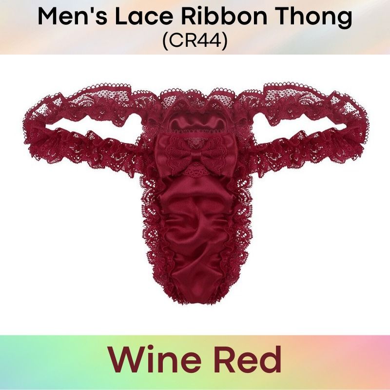 Men's Thong : Lace and Ribbon Underwear (CR44), Men's Fashion, Bottoms ...