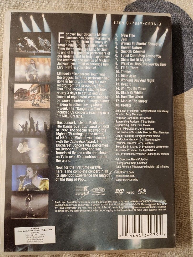 Michael Jackson: Live in Bucharest: The Dangerous Tour DVD, Hobbies & Toys, Music & Media, CDs ...