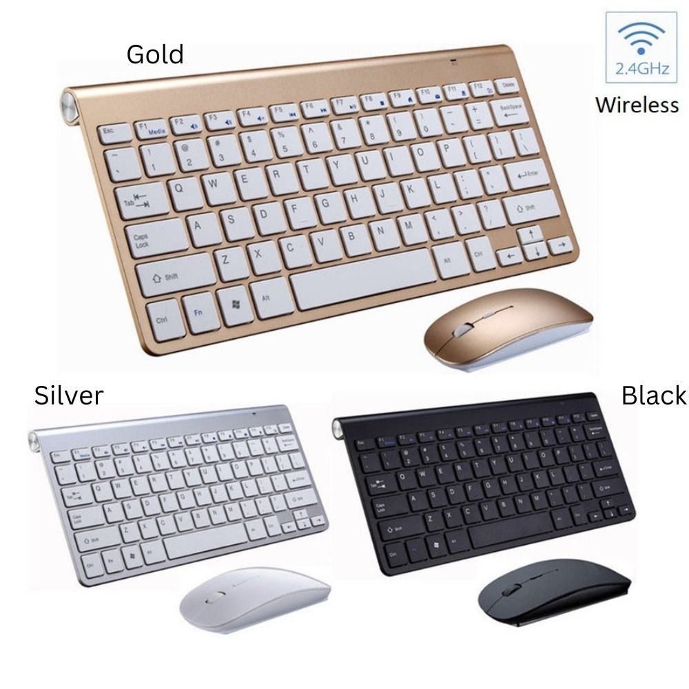 Mini Keyboard Mouse Combo Set 2.4G Wireless Ultra-thin Gaming Keyboard and Mouse Bundle for PC ...