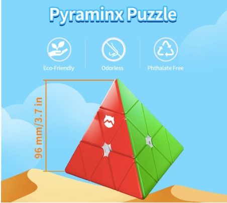 Monster Go Pyraminx Cube, MG Speed Pyramid Puzzle Stickerless Triangle ...